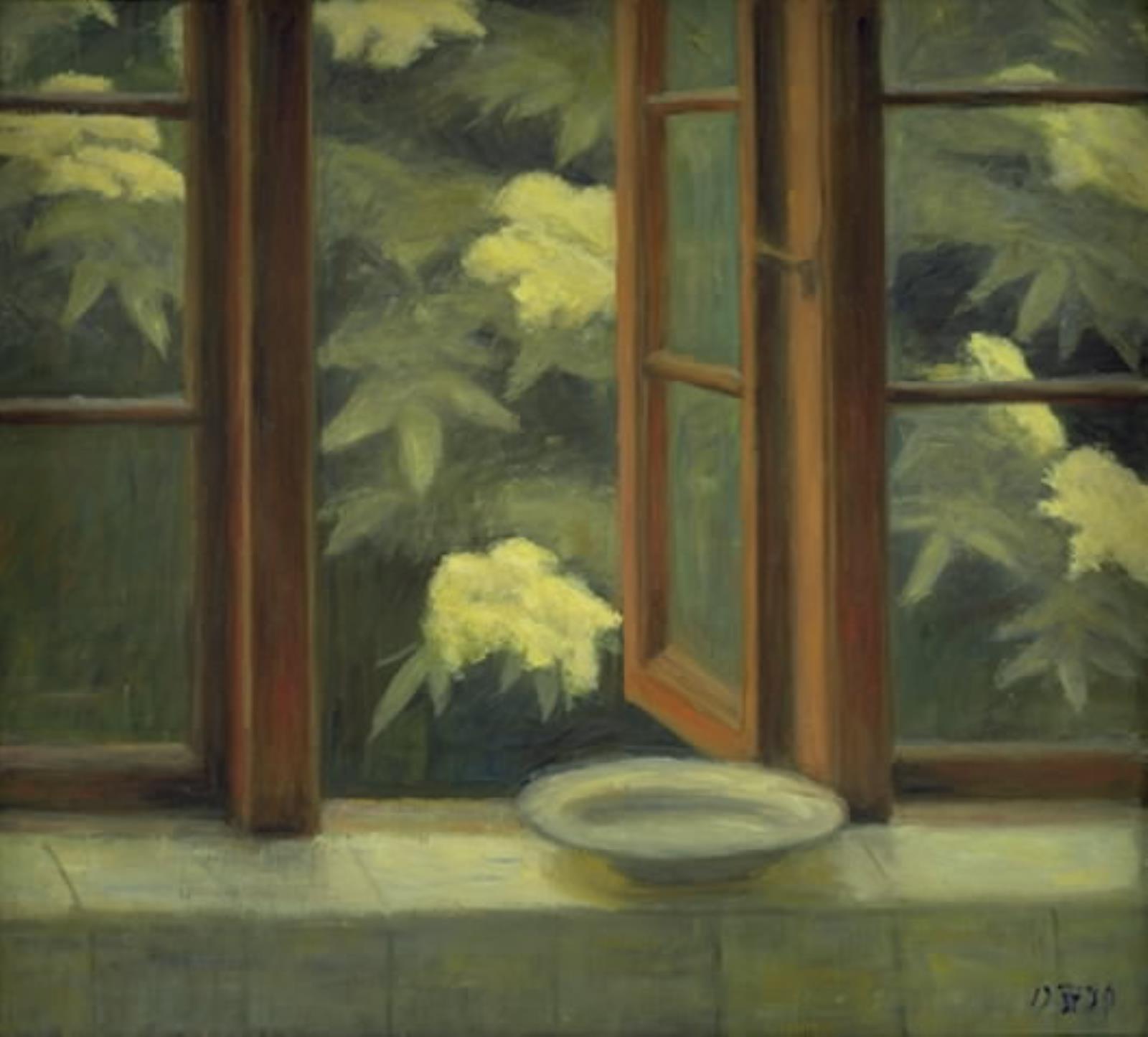 Vindue med blomstrende hyld, 1939, Vilhelm Tetens | SMK Open