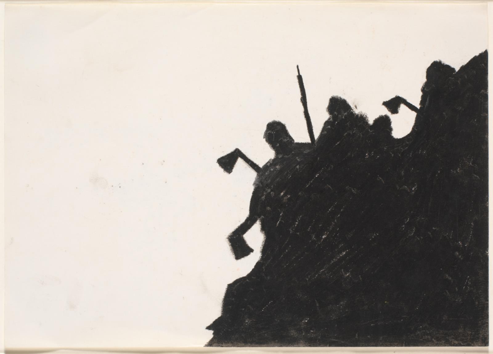 Tegning. Figurer med økser og spyd, 1982, Nina Sten-Knudsen | SMK Open